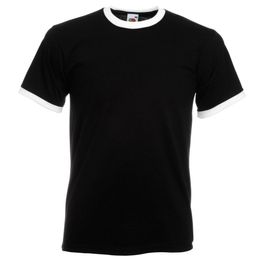 Fruit of the Loom Herren Ringer T-Shirt (Schwarz/Wei&szlig;)