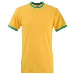 Fruit of the Loom Herren Ringer T-Shirt (Sonnenblume/Kelly Gr&uuml;n)