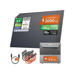 Solarway&reg; 2000Wp / 800W / 5,4kWh Balkonkraftwerk mit Speicher komplett Steckdose - 5,4kWh Anker SOLIX 3 PRO Speicher - Solaranlage Komplettset - 500W Solarmodule & Anker Speicher & Zubeh&ouml;r