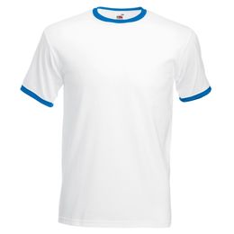 Fruit of the Loom Herren Ringer T-Shirt (Wei&szlig;/K&ouml;nigsblau)