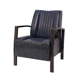 Sessel MCW-H10, Loungesessel Polstersessel Relaxsessel, Metall Industriedesign, MVG-zertifiziert ~ vintage grau