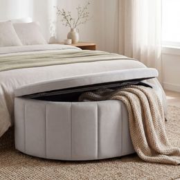 TecTake&reg; Polsterbank, mit Samt oder Boucl&eacute;, Polsterdeckel mit Gasdruckfedersystem, kein Aufbau, 108 x 48 x 38,5 cm