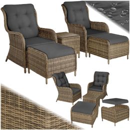 TecTake&reg; Aluminium Rattan Sitzgruppe, f&uuml;r 2 bis 4 Personen, Dicke der Sitzpolster 8,5 cm, mit Sicherheitsglasplatte, mit Sicherheitsglasplatte