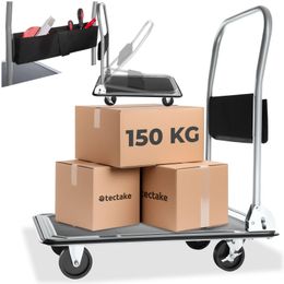 TecTake&reg; Plattformwagen, klappbarer Handgriff mit Aufbewahrungsfach, rutschfeste Auflage und gummierter Kantenschutz, Ladefl&auml;che 73 x 47 cm, extra Befestigungs&ouml;sen