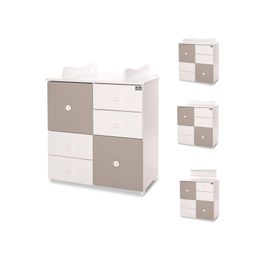 Lorelli Kommode Cupboard 83 x 71 x 96 cm, 4 Schubladen, 2 T&uuml;ren mit Regalboden dunkelbraun wei&szlig;