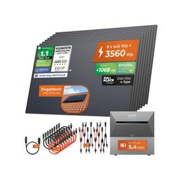 Solarway&reg; All In One Balkonkraftwerk mit Speicher 3560W komplett Steckdose - 5,4 kWh Anker SOLIX 3 PRO Speicher - Solaranlage Komplettset - 445W bifaziale Solarmodule & Anker Speicher & Zubeh&ouml;r
