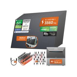 Solarway&reg; All In One Balkonkraftwerk mit Speicher 3560W komplett Steckdose - 5,4 kWh Anker SOLIX 3 PRO Speicher - Solaranlage Komplettset - 445W bifaziale Solarmodule & Anker Speicher & Zubeh&ouml;r