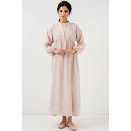 V-Ausschnitt Knopf Maxi-Kleid