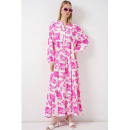 Gemustertes V-Ausschnitt Maxikleid