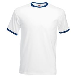 Fruit of the Loom Herren Ringer T-Shirt (Wei&szlig;/Marineblau)
