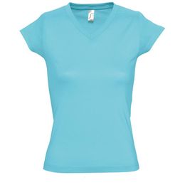 SOLS Damen/Damen Mond V-Ausschnitt Kurzarm T-Shirt (Blaues Atoll)