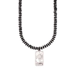 Luxenter Halskette aus 925er Sterlingsilber und schwarzem Achat mit Rhodiumbeschichtung &ndash; Laha
