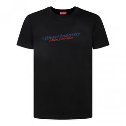 Schwarzes T-Shirt mit Denim-Logo von Diesel Industry