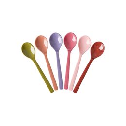 Rice Melamin Teel&ouml;ffel Set &ndash; 6er-Pack in bunten Unifarben L14,5 B3,5 cm skandinavische Deko Online Shop