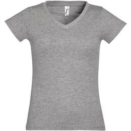 SOLS Damen/Damen Moon V-Ausschnitt T-Shirt mit kurzen &Auml;rmeln (grau meliert)