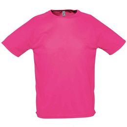 SOLS - "Sporty" T-Shirt f&uuml;r Herren Raglan&auml;rmel (Neon-Pink)