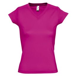 SOLS Damen/Damen Moon V-Ausschnitt T-Shirt mit kurzen &Auml;rmeln (Fuchsia)