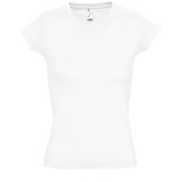 SOLS Damen/Damen Moon V-Ausschnitt T-Shirt mit kurzen &Auml;rmeln (Wei&szlig;)
