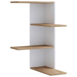 Mid.you Eckregal Balos, Wei&szlig;, Honigeiche, Holzwerkstoff, 2 F&auml;cher, 45x77x45 cm, h&auml;ngend, Wohnzimmer, Regale, Eckregale