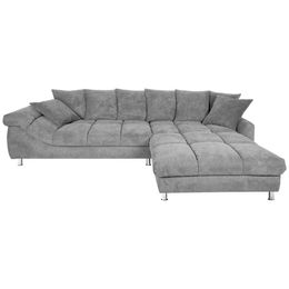 CARRYHOME Wohnlandschaft, Grau, Metall, 5-Sitzer, F&uuml;llung: Schaumstoff, Ottomane rechts, L-Form, einmalig seitenverkehrt montierbar, 337x228 cm, Stoffauswahl, R&uuml;cken echt, Wohnzimmer, Sofas & Couches, Wohnlandschaften, Ecksofas