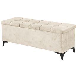Modante Bettbank, Creme, Kunststoff, 2-Sitzer, 139x58x50 cm, Truhe im Sitz, Wohnzimmer, Hocker, Sitzhocker