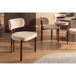 Riess Ambiente Design Stuhl BELLANO creme beige Chenille Cremona Metallgestell Walnuss Polsterstuhl Riess-Ambiente Esszimmerstuhl K&uuml;chenstuhl Natur Retro Rustikal