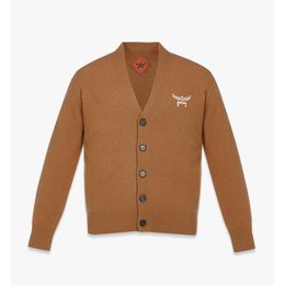 MCM Strickjacke aus Wolle und recyceltem Kaschmir mit Lorbeerlogo MHDESMM01CO00L