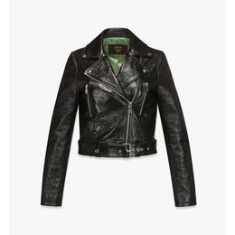 Bikerjacke mit verk&uuml;rzter Passform MCMotor aus Lammleder MFJBAMM03BK00L