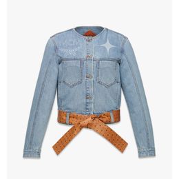 MCM Jeansjacke Constellation mit Monogramm-Lederg&uuml;rtel MFJGSMM051H044