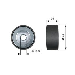 GATES Umlenk-/F&uuml;hrungsrolle, Keilrippenriemen t36514 74mm f&uuml;r MAN