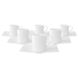 Villeroy & Boch Tasse VILLEROY & BOCH "Kaffeetassen mit Untertassen Modern Grace 170 ml 6er Set wei&szlig;", wei&szlig;, Porzellan, Trinkgef&auml;&szlig;e, Tasse