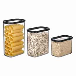 Vorratsdose Mepal "Vorratsdosen Modula 3er Set", schwarz, B:2cm H:2cm L:2cm, Kunststoff, Lebensmittelaufbewahrungsbeh&auml;lter, Vorratsdose