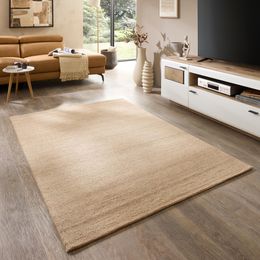 Wollteppich Theko "Origin Loop Uni", beige (sand), B:170cm H:10mm L:240cm, Schurwolle, Teppiche, handgetuftet, reine Schurwolle, Unifarben