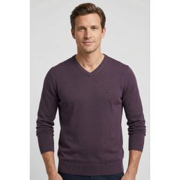 Strickpullover Fynch-Hatton, Herren, Gr. 4XL, aubergine, Feinstrick, Obermaterial: 100% Baumwolle, unifarben, h&uuml;ftbedeckend, V-Ausschnitt, Flachstrickb&uuml;ndchen, Pullover Strickpullover, aus Baumwolle, mit V-Ausschnitt, h&uuml;ftbedeckende Passform