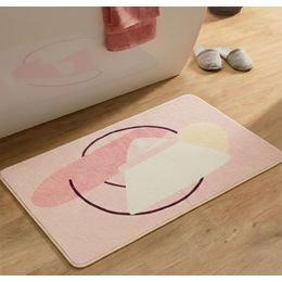 Badematte Gino Falcone "Aquata GF-168, Badvorleger, Badezimmer Teppich", rose, H:7mm, Kunstfaser, Badematten, Badematte, Badteppich, bedruckt, modernes Design, rechteckig