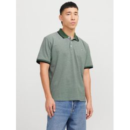 Jack & Jones Poloshirt JACK & JONES "JPRBLUALVES SS POLO SN", Herren, Gr. S, beige (schwarz ivy), Jersey, Obermaterial: 50% Baumwolle, 50% Polyester, unifarben, regular fit normal, ohne Ausschnitt, angesetztes B&uuml;ndchen kontrastfarben, Shirts, mit Logo Stickerei
