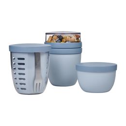 Lunchbox Mepal "Lunchpot, Fruitpot und Snackpot Ellipse 3er Set", blau (nordic blau), B:2cm H:2cm L:2cm &Oslash;:10,7cm, Kunststoff, Lebensmittelaufbewahrungsbeh&auml;lter, Lunchbox