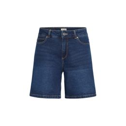 Jeansshorts oxmo "Shorts OXMira", Damen, Gr. 38, N-Gr, blau (dunkelblau denim), Obermaterial: 99% Baumwolle CO. 1% Elasthan EL., Jeans Jeansshorts