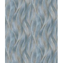 Vliestapete FASHION FOR WALLS "Guido Maria Kretschmer - Fashion for Walls", blau (dunkelblau), B:0,53m L:10,05m, Vinyl, Vlies, Tapeten, GMK, Floral