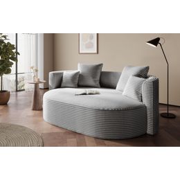 2,5-Sitzer "ISALIE, rundes Loungesofa, mit Kissen, perfekt gepolstert", grau (hellgrau), B:200cm H:98cm T:145cm, LeGer Home by Lena Gercke, Sofas, moderne Stoffe, mit 4 Zierkissen, extra gro&szlig;e Sitzfl&auml;che