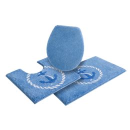 Badematte Grund "Port Louis" Gr. 11, blau, H:20mm, Kunstfaser, Badematten, Badematte, Design mit Anker, maritim, Made in Europe