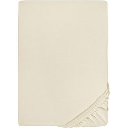 Spannbettlaken Biberna "THEA Baumwoll-Jersey mit Elasthan, 160 g/m&sup2;", grau (kitt), 1 Stk., Jersey-Elasthan, 180-200x200-220 25cm, Jersey-Elasthan, Obermaterial: 97% Baumwolle, 3% Elasthan, Bettlaken, Spannbettlaken, Bettlaken f&uuml;r Matratzen bis 25 cm H&ouml;he, pflegeleicht, b&uuml;gelfrei