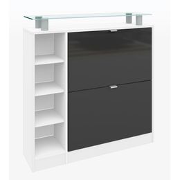 borchardt M&ouml;bel Schuhschrank BORCHARDT M&Ouml;BEL "Dolly, Schuhregal, Schuhkipper mit Glasablage und Metallgriffen", wei&szlig; (wei&szlig; matt, graphit hg), B:89cm H:92cm T:25cm, Holzwerkstoff, Schr&auml;nke, Schuhschrank, Breite 89 cm
