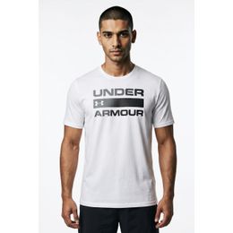 T-Shirt Under Armour "UA TEAM ISSUE WORDMARK SS", Herren, Gr. 4XL, schwarz-wei&szlig; (wei&szlig;, schwarz), Obermaterial: 60% Baumwolle, 40% Polyester, Rundhals, Shirts T-Shirt, leichtes Kurzarmdesign, Rundhalsausschnitt