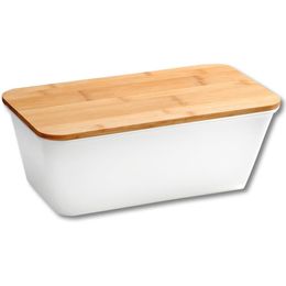 Brotkasten Kesper, beige (natur, wei&szlig;), B:21,5cm H:17cm L:36cm, Bambus, Melamin, Lebensmittelaufbewahrungsbeh&auml;lter, Brotkasten, mit Deckel als Schneidbrett