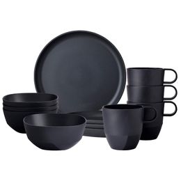 Geschirr-Set Mepal "Fr&uuml;hst&uuml;cks-Set Silueta 12er Set", schwarz (nordic schwarz), 12, Kunststoff, Geschirr-Sets, Geschirr-Set, Sp&uuml;lmaschinengeeignet, Mikrowellengeeignet, Gefrierfachgeeignet, Dampfgarergeeignet, max. 150 &iquest;C