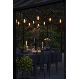 Konstsmide LED-Lichterkette "Party-Lichterkette au&szlig;en", Energieeffizienz: F (A-G), schwarz, Dioden 10 Stk. Flammen 10 Stk., Kabell&auml;nge 10m x Gesamtl&auml;nge 14,5m, Lichterketten, LED globe Party Lichterkette, retro Design, 10 bernsteinfarbene Dioden