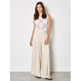 Leinenhose Apricot "Hose", Damen, Gr. S (36), N-Gr, beige (stein), gewebt, Obermaterial: 78% Viskose CV. 22% Leinen LI., uni, Hosen, Einfarbig