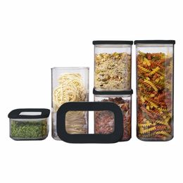 Vorratsdose Mepal "Vorratsdosen Modula 5er Set", schwarz, B:2cm H:2cm L:2cm, Kunststoff, Lebensmittelaufbewahrungsbeh&auml;lter, Vorratsdose