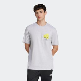 T-Shirt adidas Sportswear "LOUNGE STILL LIFE LEMONS GRAPHIC", Herren, Gr. L, grau (light grau heather), Obermaterial: 100% Baumwolle, Rundhals, Shirts T-Shirt, sportlicher Stil, mit Grafikprint, aus Baumwolle, ohne Verschluss
